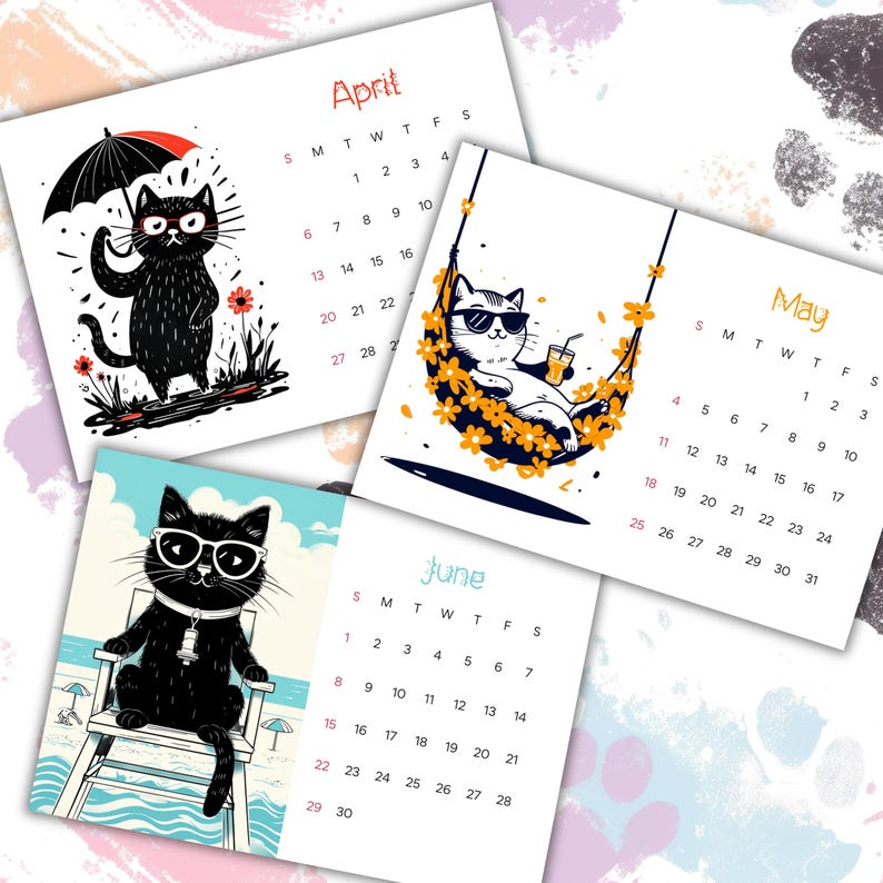 Funny Cat 2025 Desk Calendar Mini Monthly Calendar 2025 Monthly Planner ...