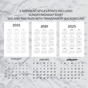 Transparent SVG & PNG 2025 Calendar, Png/svg Monthly Calendar, 2025 ...