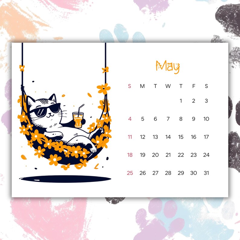 Funny Cat 2025 Desk Calendar Mini Monthly Calendar 2025 Monthly Planner ...