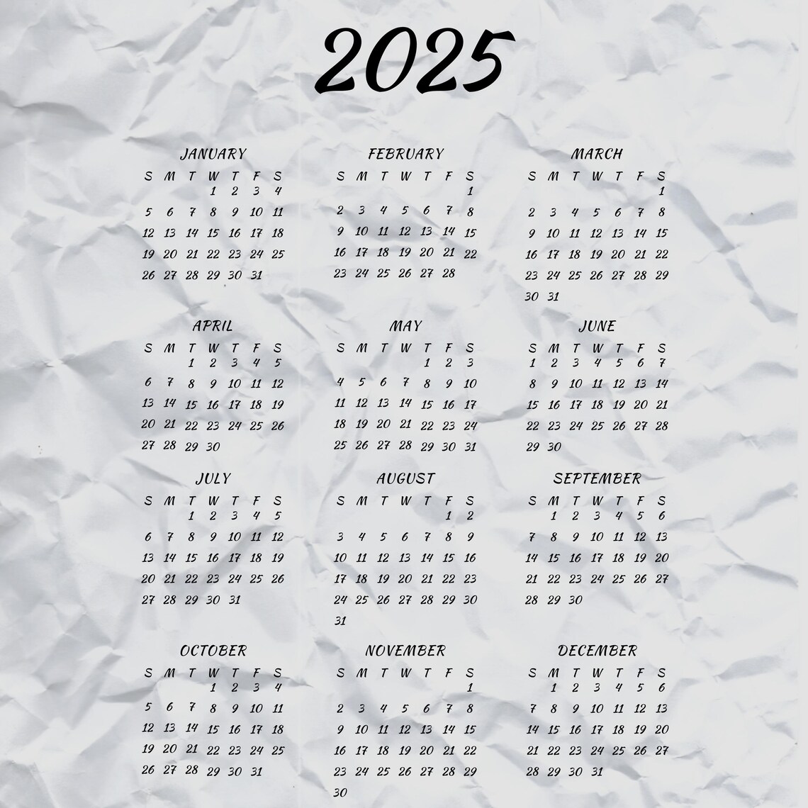Transparent SVG & PNG 2025 Calendar, Png/svg Monthly Calendar, 2025 ...