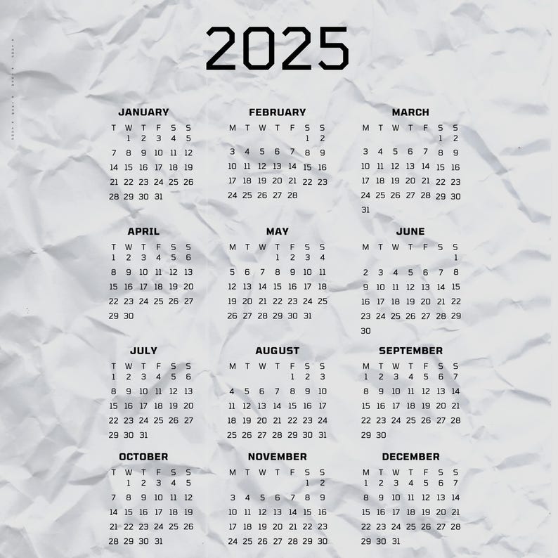 Transparent SVG & PNG 2025 Calendar, Png/svg Monthly Calendar, 2025 ...