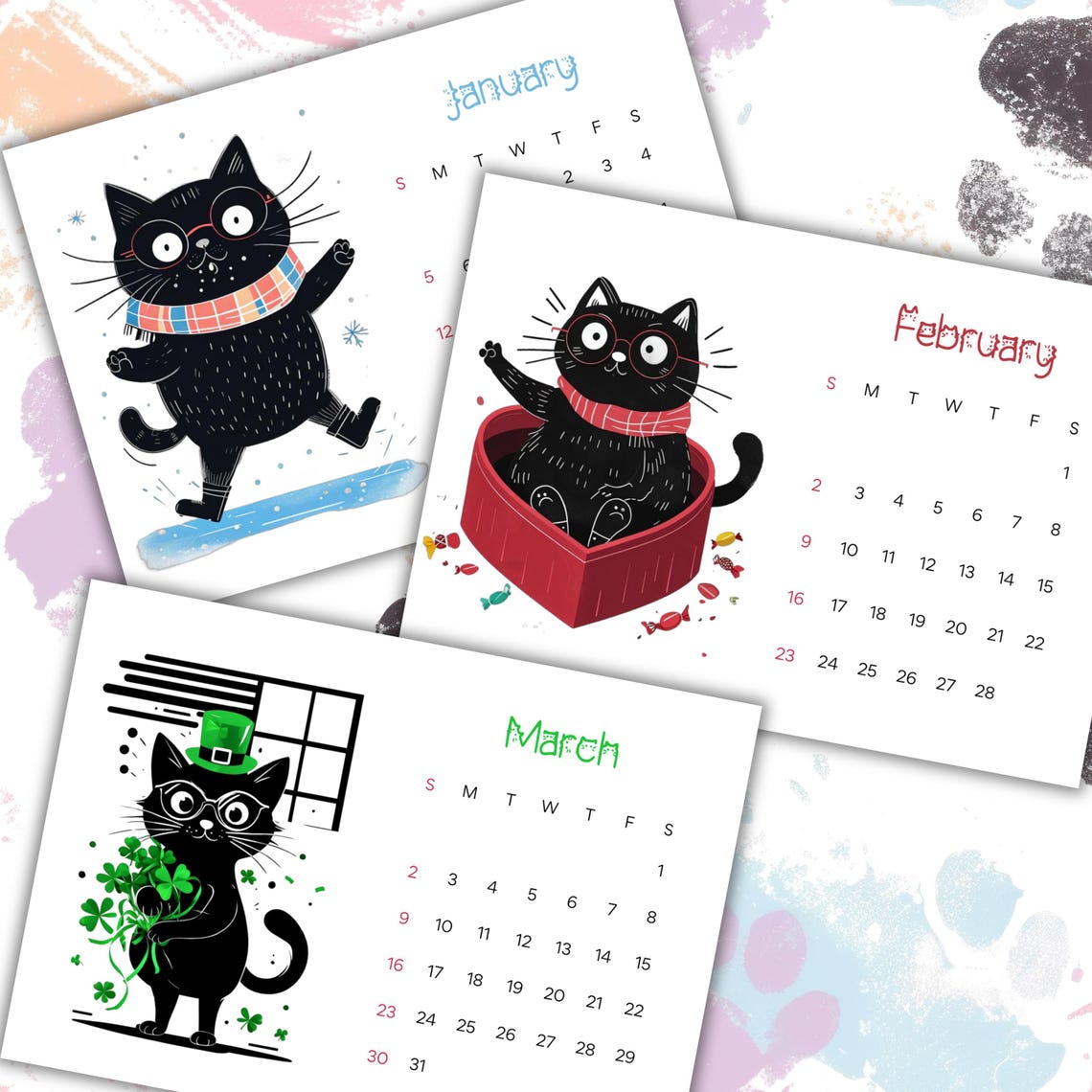 Funny Cat 2025 Desk Calendar Mini Monthly Calendar 2025 Monthly Planner ...