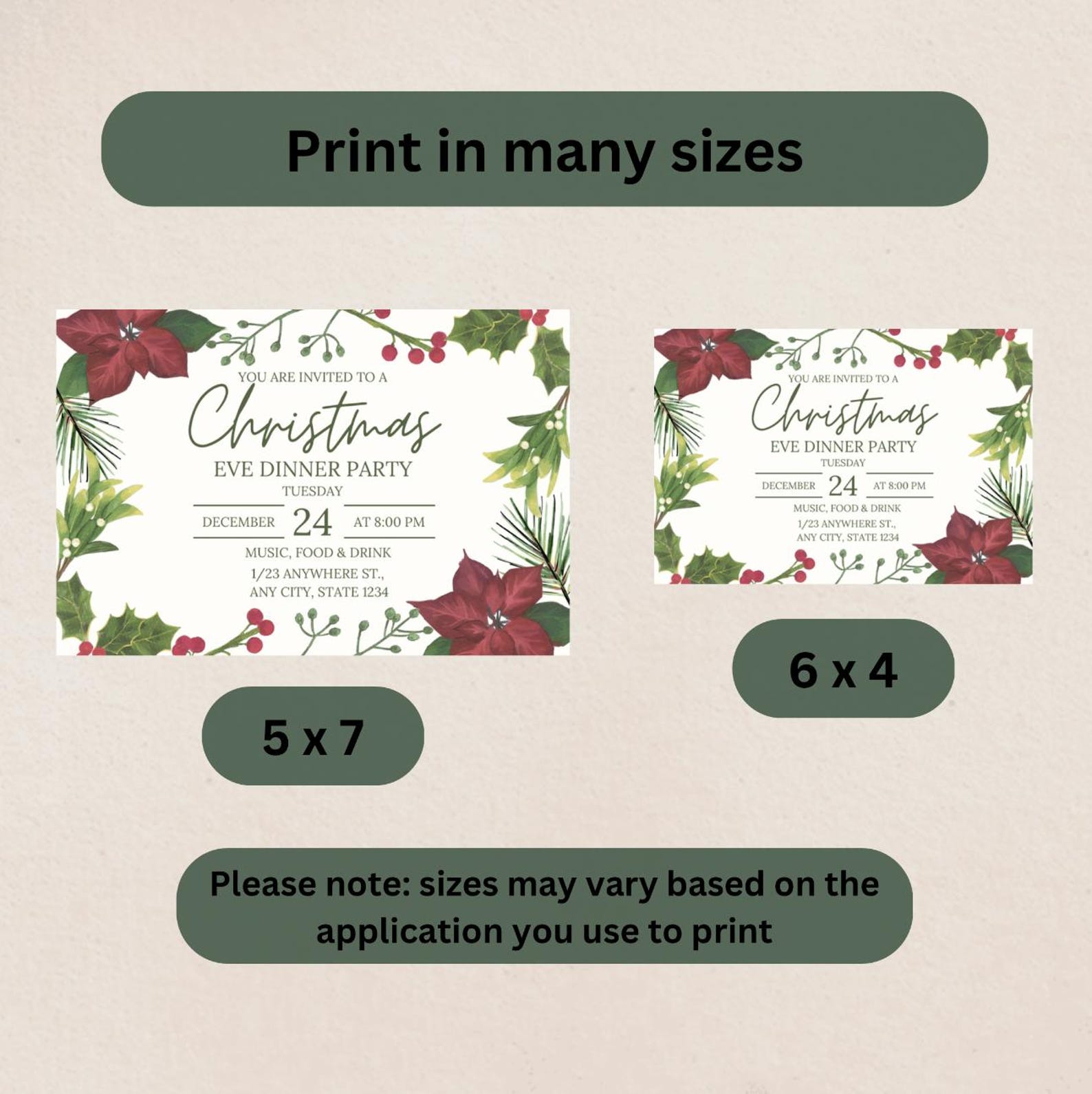 Editable Festive Christmas Invitation Template - Etsy