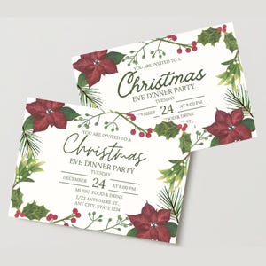 Editable Festive Christmas Invitation Template - Etsy