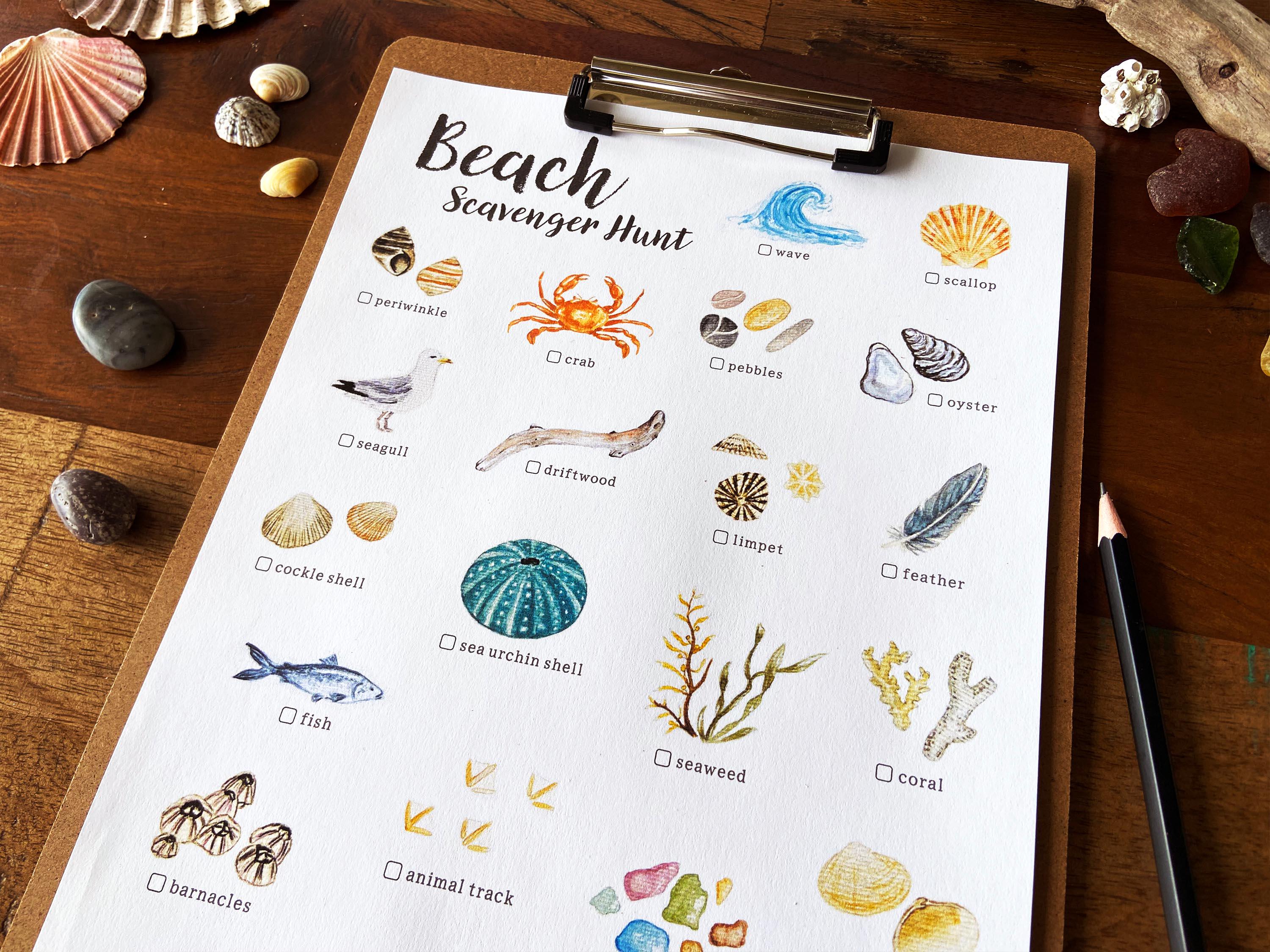 Beach Scavenger Hunt, Printable Nature Activity for Kids, Outdoor ...