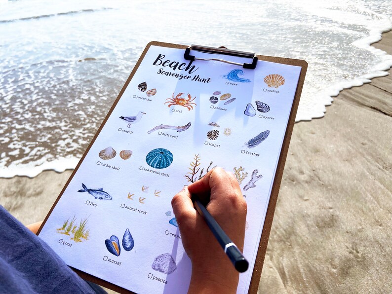 Beach Scavenger Hunt, Printable Nature Activity for Kids, Outdoor ...
