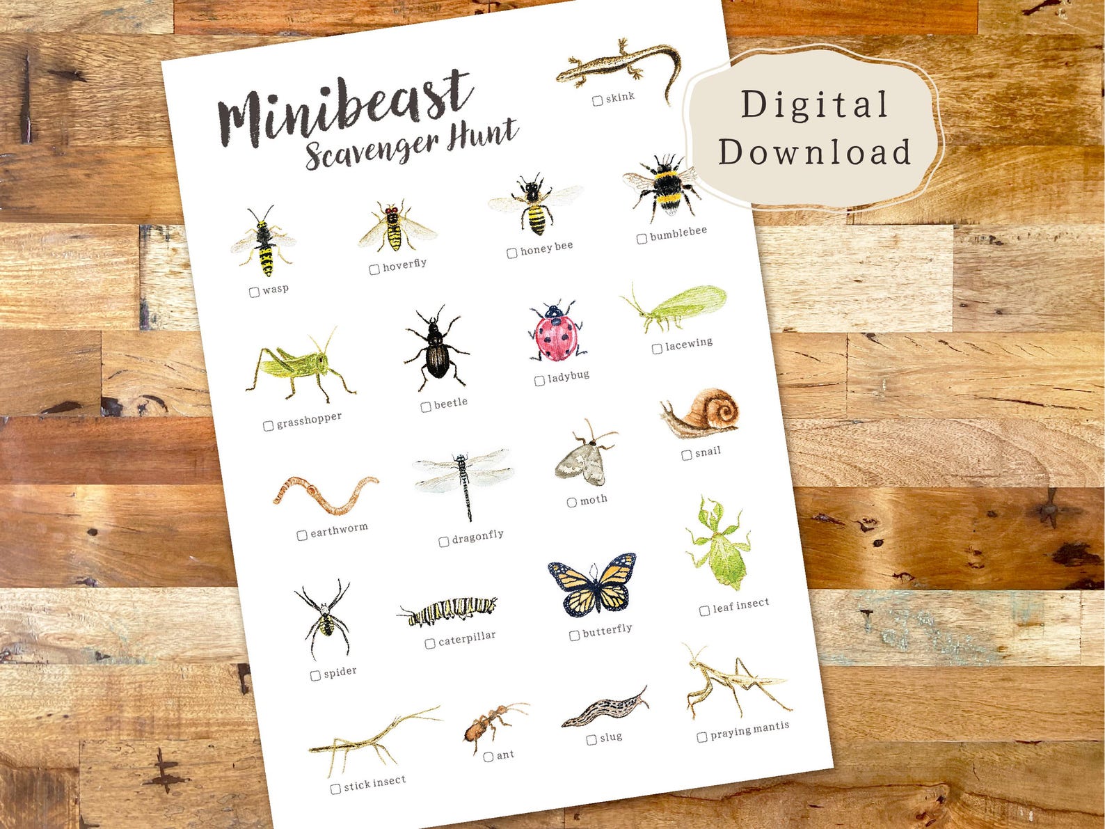 Minibeast Scavenger Hunt, Printable Nature Kids Activity, Outdoor ...
