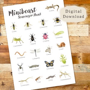 Minibeast Scavenger Hunt, Printable Nature Kids Activity, Outdoor ...