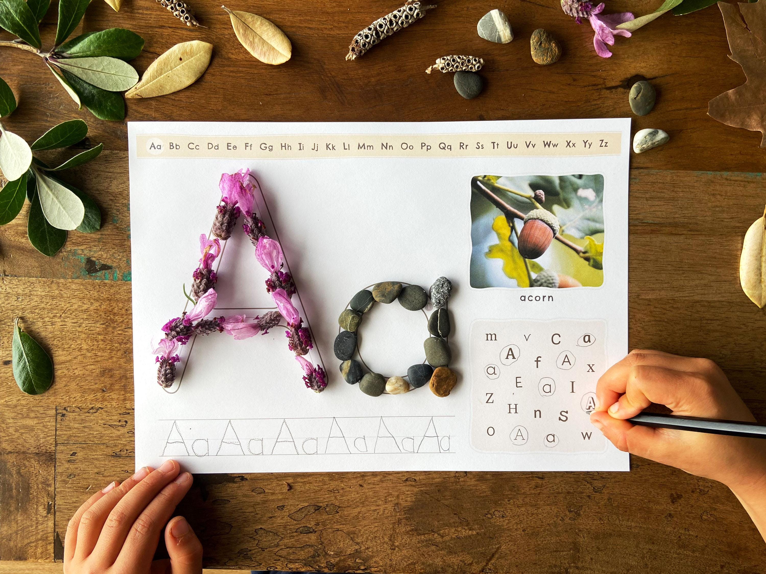 Nature Alphabet Tracing Playdough Mats | Nature Loose Parts Play ...