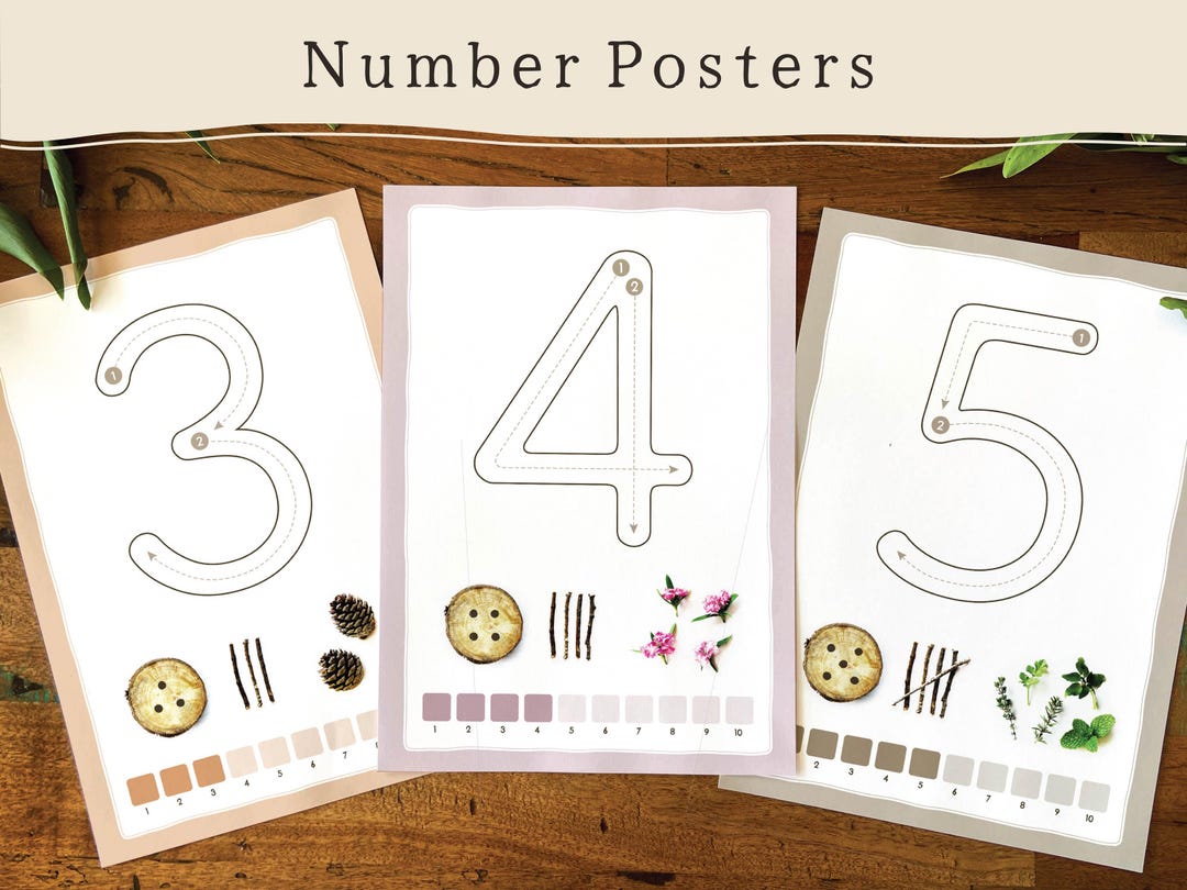 Number Posters 1 to 10 | Nature Number Cards | Reggio Loose Parts Play ...
