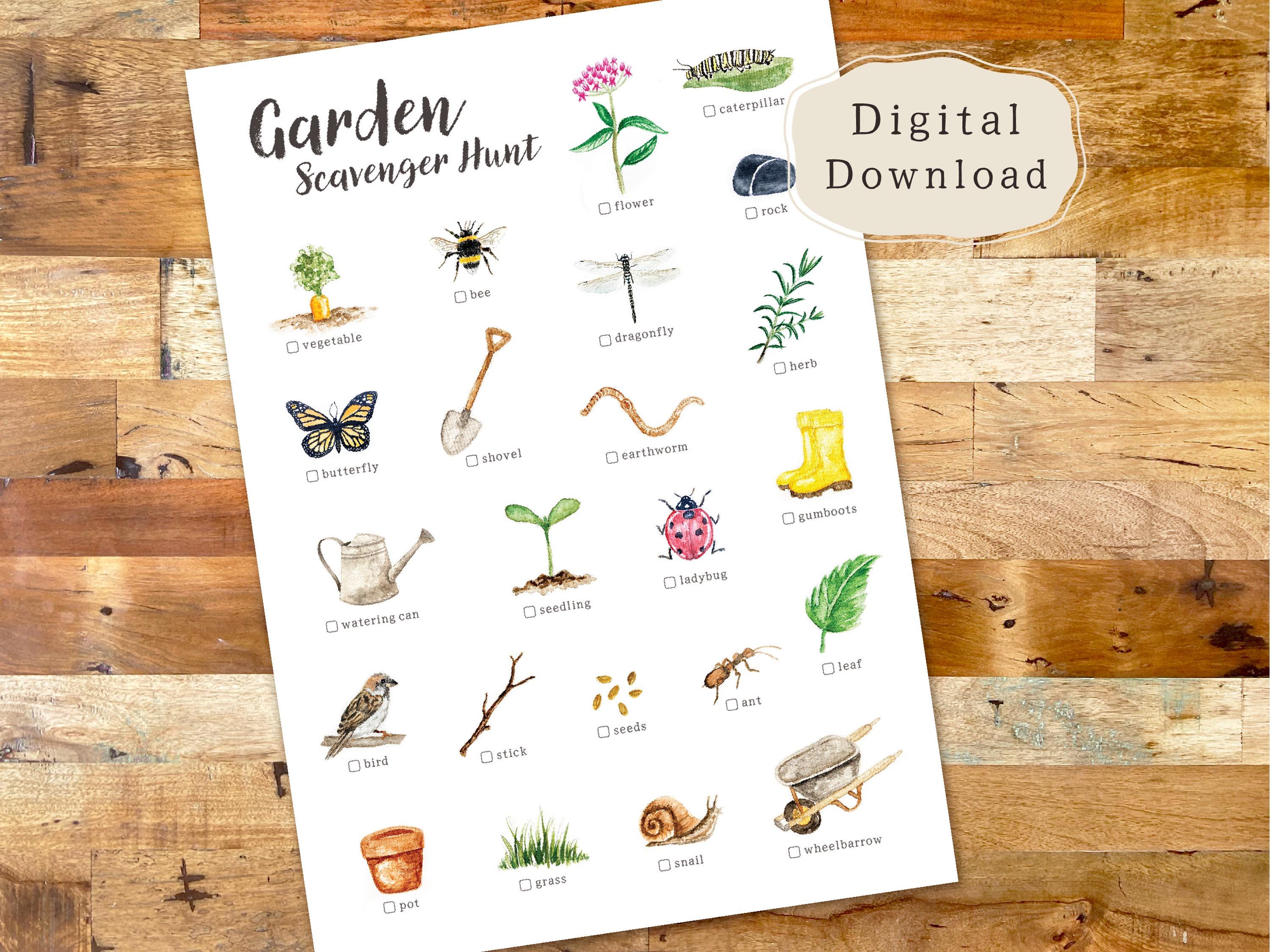 Garden Scavenger Hunt, Printable Nature Activity for Kids, Outdoor ...