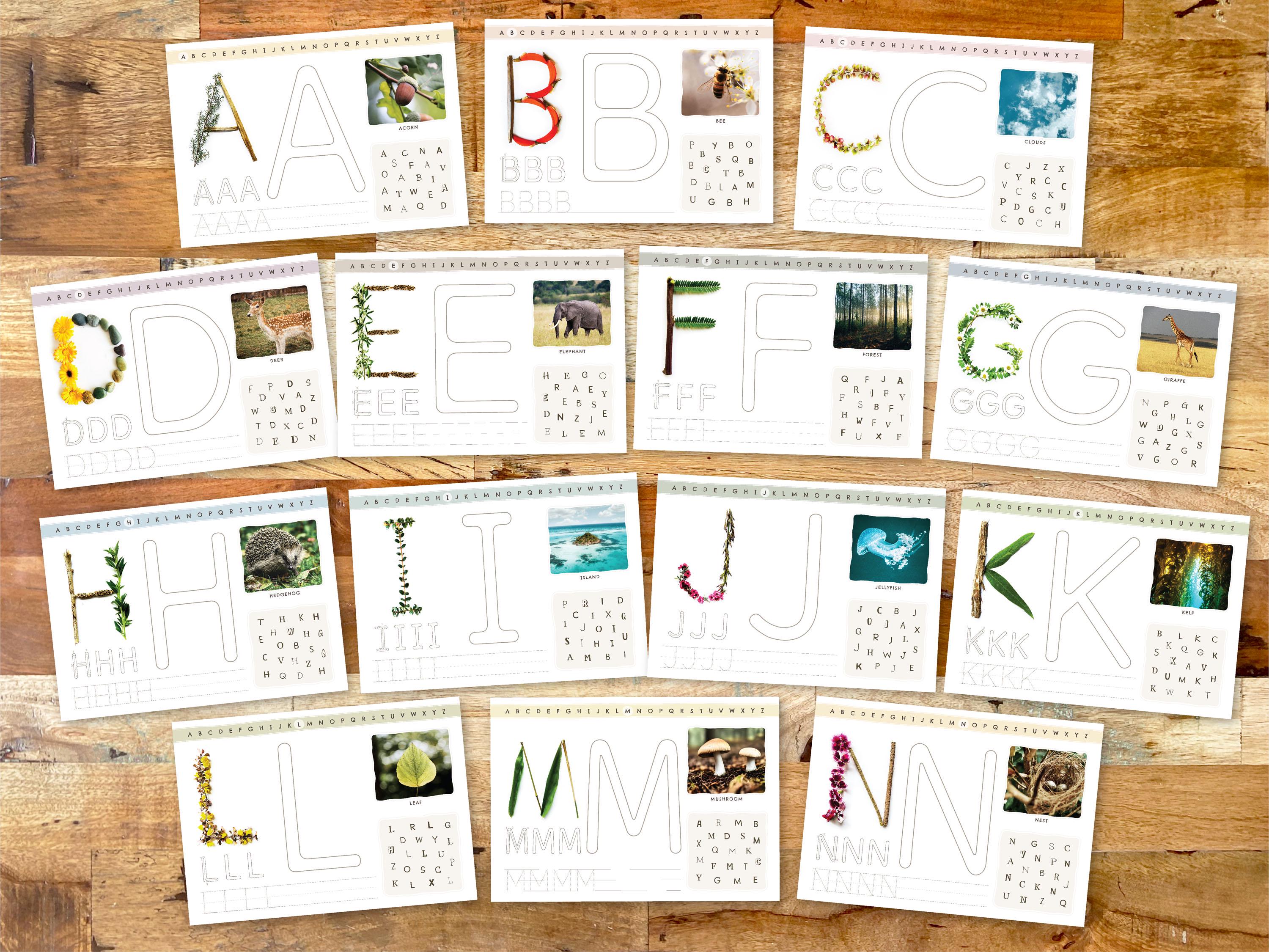 Nature Alphabet Mats | Play Doh Mats | Uppercase Letter Loose Parts ...