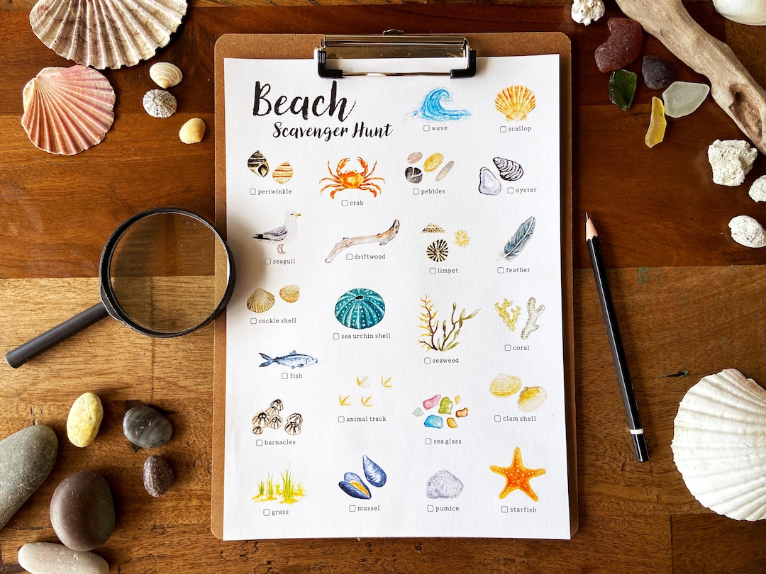 Beach Scavenger Hunt, Printable Nature Activity for Kids, Outdoor ...