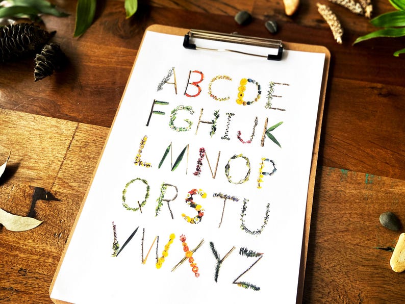 Nature Alphabet Educational Poster | Nursery Kids Room Decor, Reggio ...
