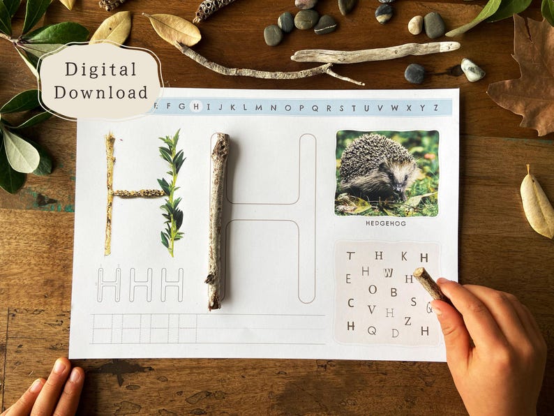 Nature Alphabet Tracing Mats | Play Doh Mats | Letters Loose Parts Play ...