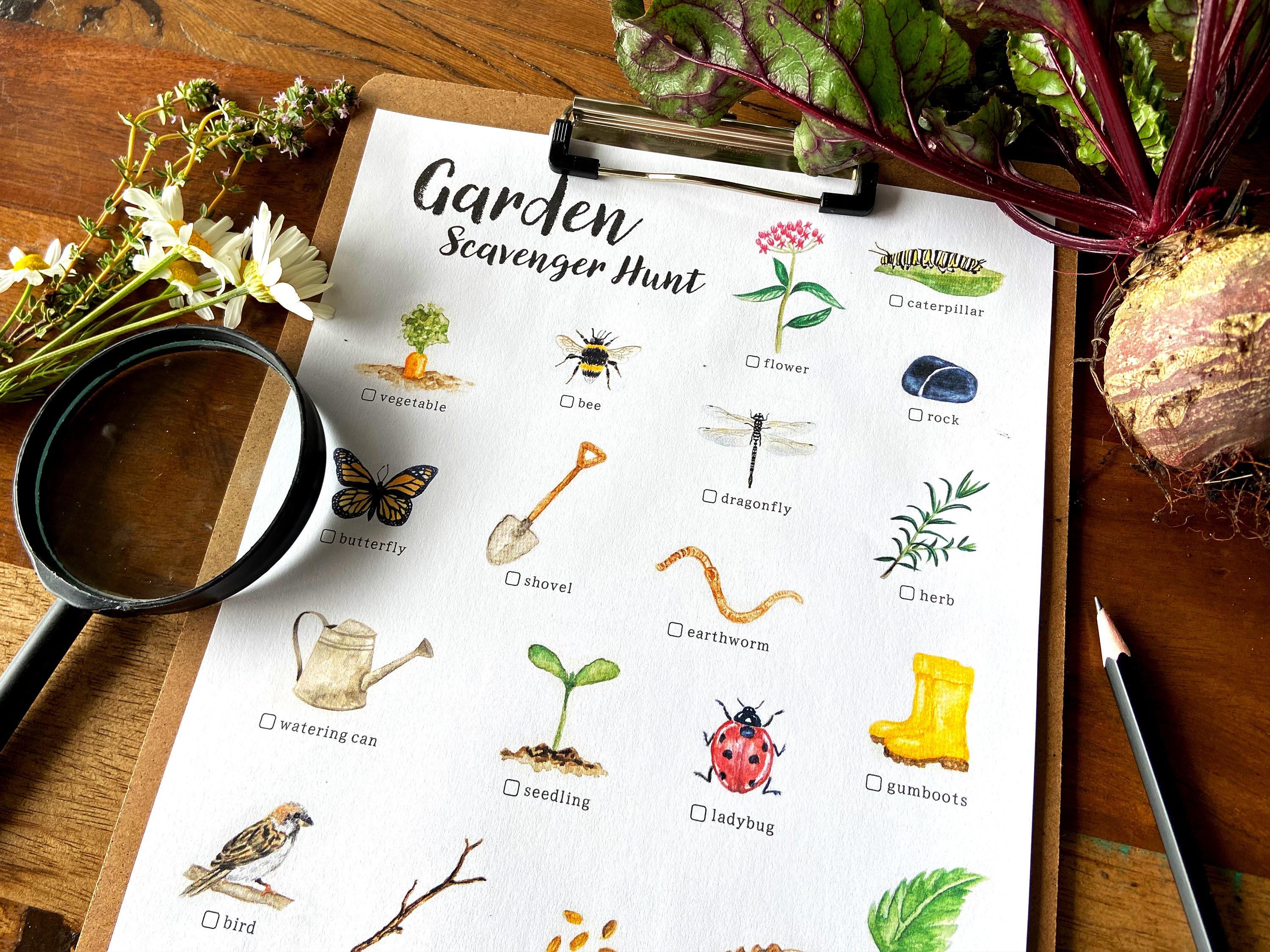 Garden Scavenger Hunt, Printable Nature Activity for Kids, Outdoor ...