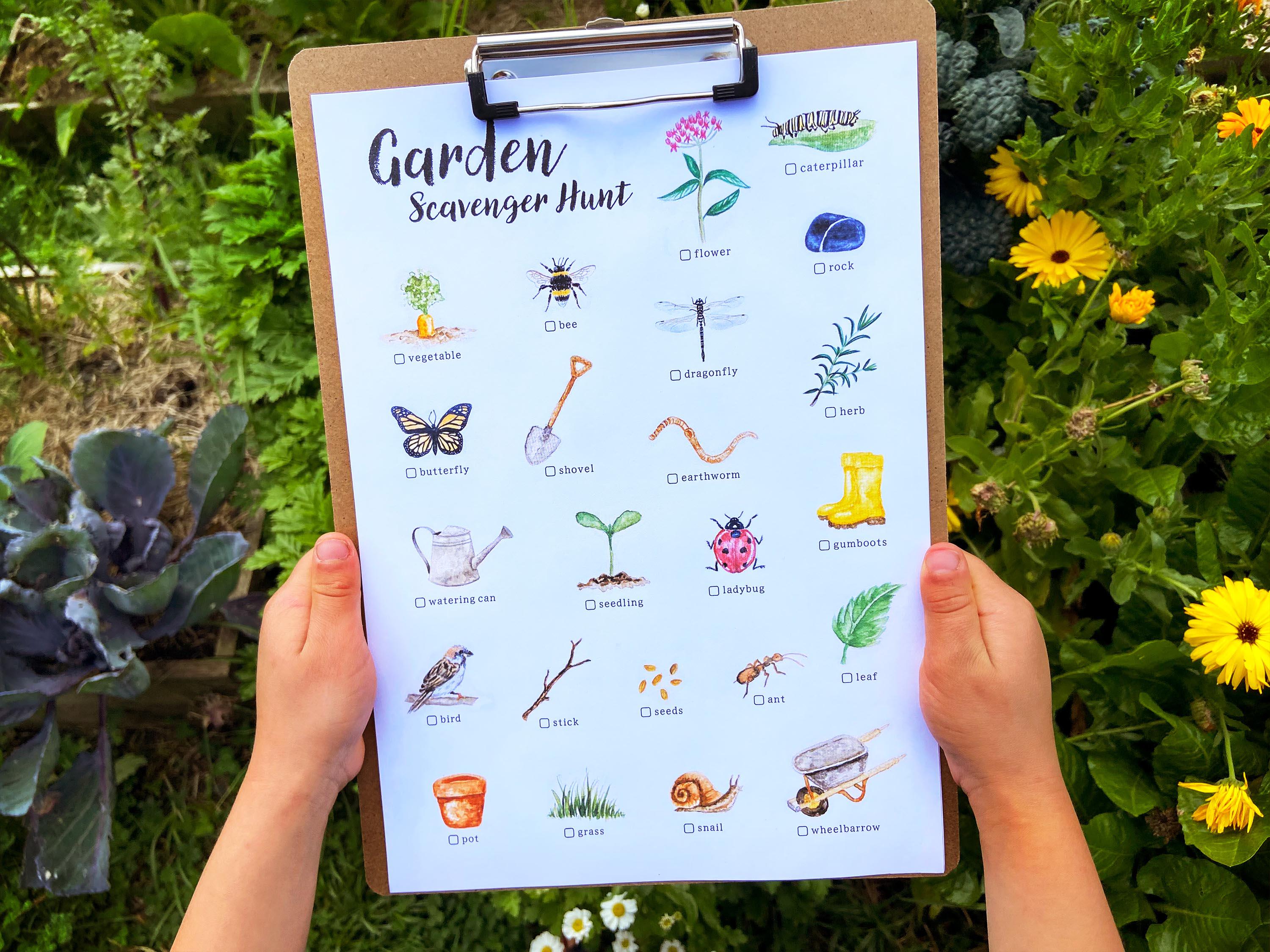Garden Scavenger Hunt, Printable Nature Activity for Kids, Outdoor ...