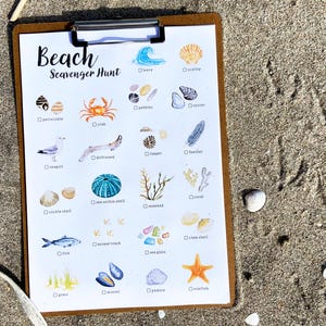 Beach Scavenger Hunt, Printable Nature Activity for Kids, Outdoor ...