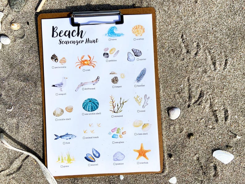 Beach Scavenger Hunt, Printable Nature Activity for Kids, Outdoor ...