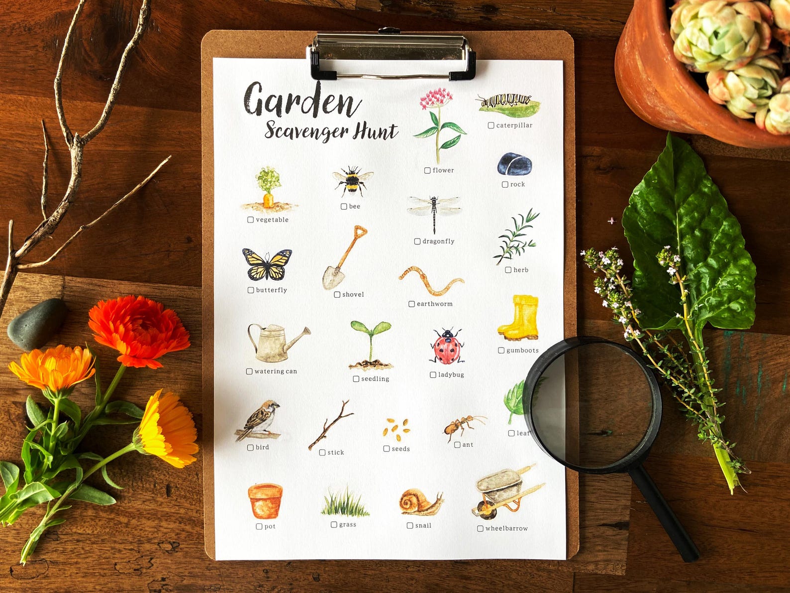 Garden Scavenger Hunt, Printable Nature Activity for Kids, Outdoor ...