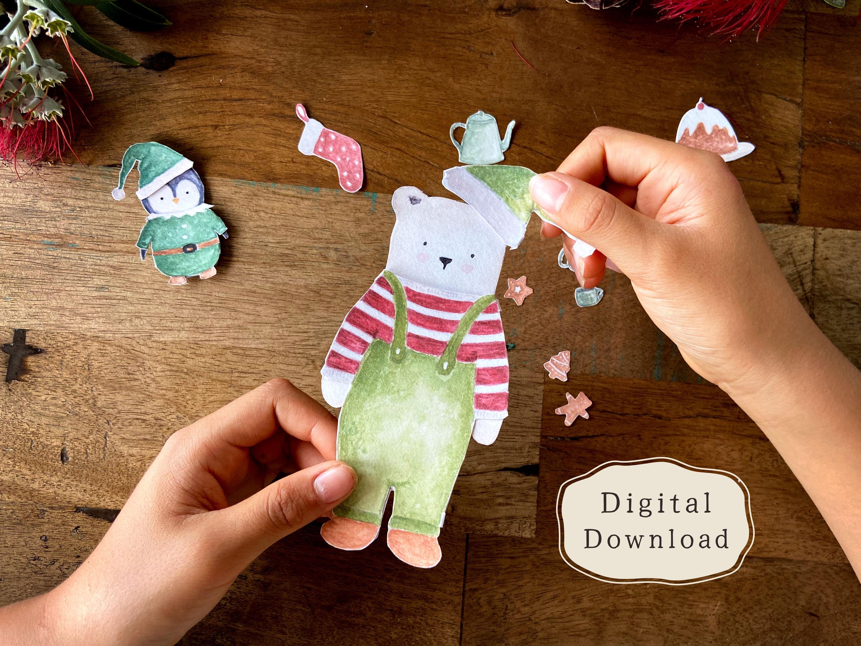 Christmas Printable Activity for Kids: Polar Bear & Penguin Paper Doll ...