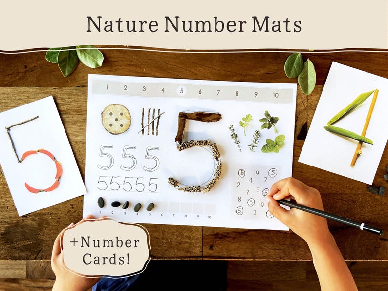 Nature Number Mats 1 to 10 | Nature Number Cards | Reggio Loose Parts ...