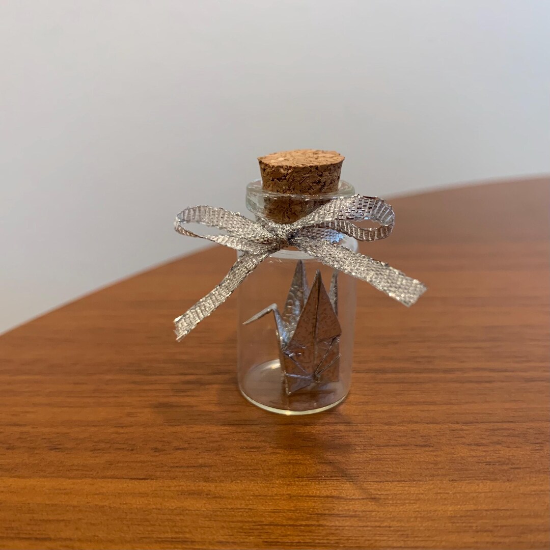 Mini Origami Crane in Mini Glass Bottle - Etsy