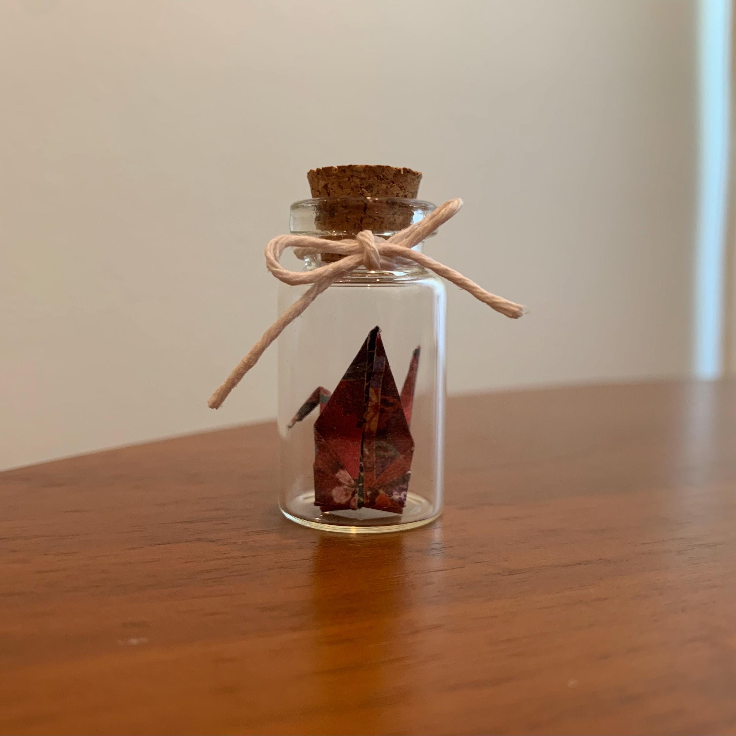 Mini Origami Crane in Mini Glass Bottle - Etsy