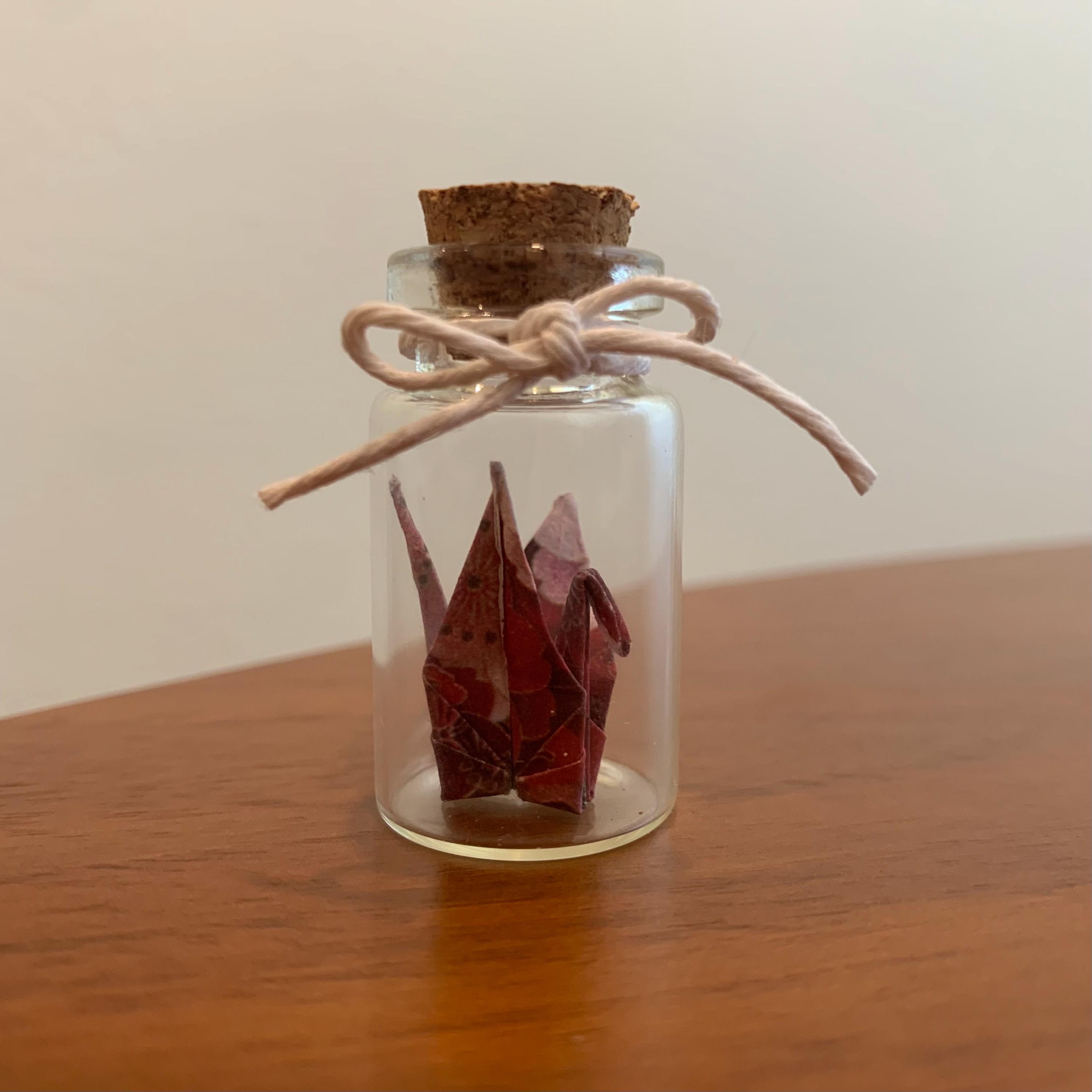Mini Origami Crane in Mini Glass Bottle - Etsy