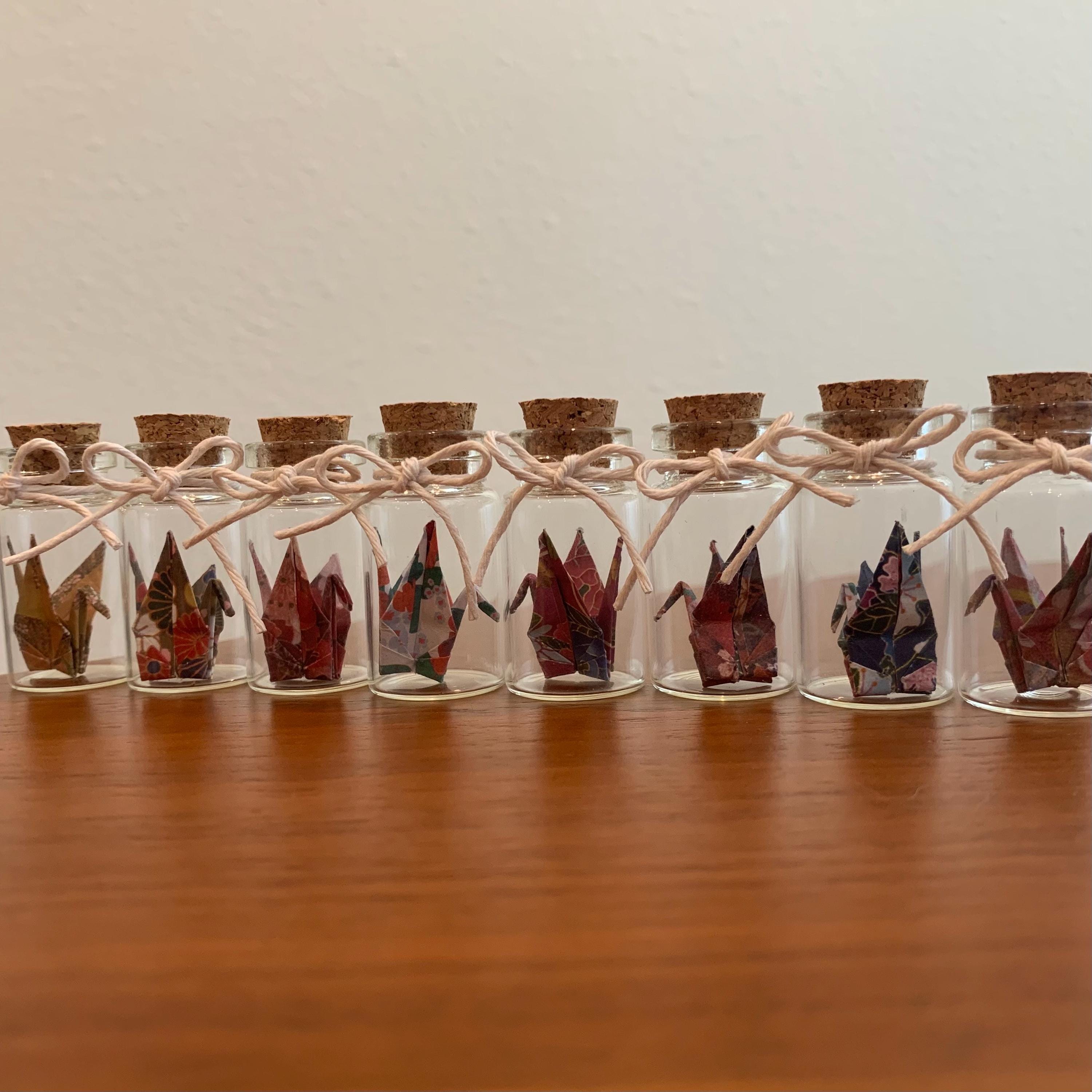 Mini Origami Crane in Mini Glass Bottle - Etsy