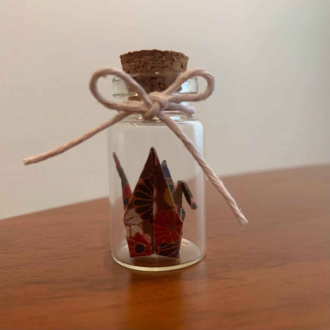 Mini Origami Crane in Mini Glass Bottle - Etsy