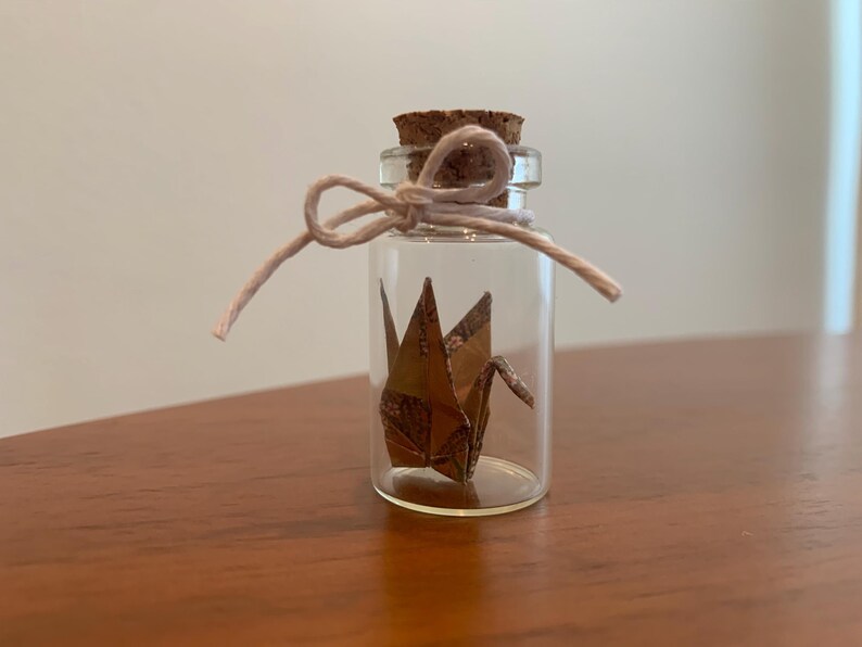 Mini Origami Crane in Mini Glass Bottle - Etsy