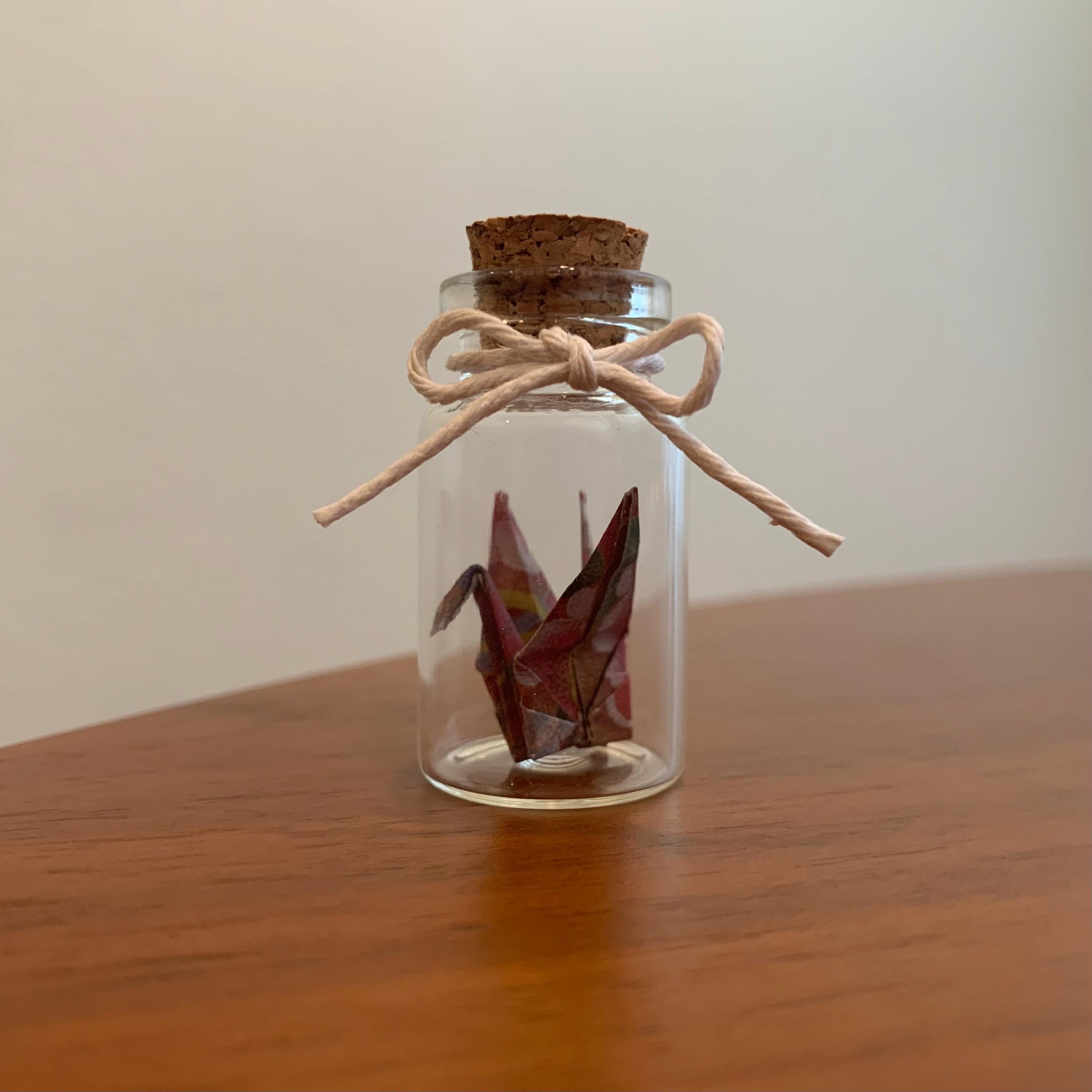 Mini Origami Crane in Mini Glass Bottle - Etsy