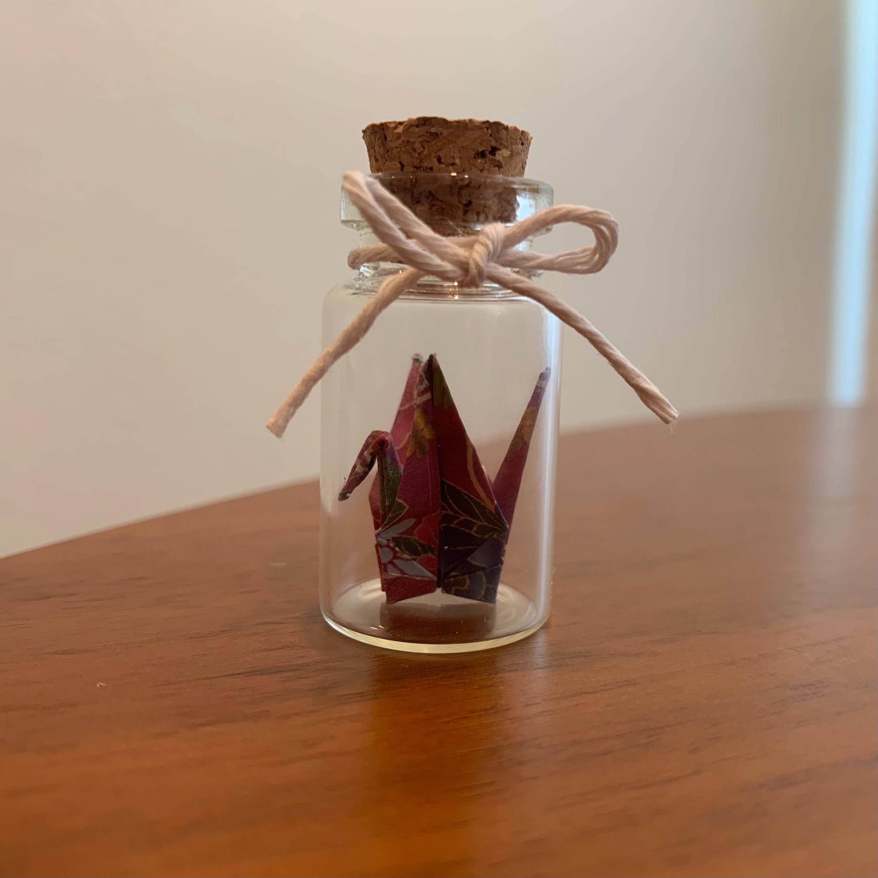 Mini Origami Crane in Mini Glass Bottle - Etsy