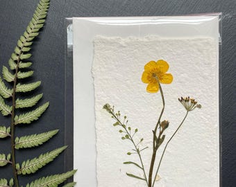 Pressed Flower Note Card - Etsy
