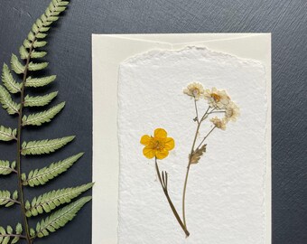 Real Pressed Flower Note Cards With Handmade Paper Random Design ...