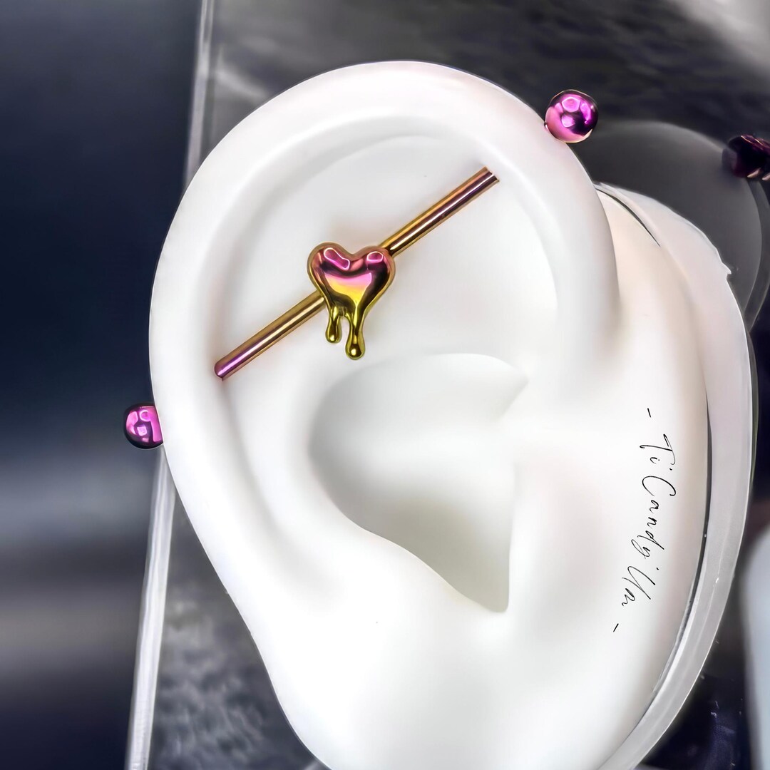 Implant Grade Titanium Melting Heart Industrial Piercing Anodized ...