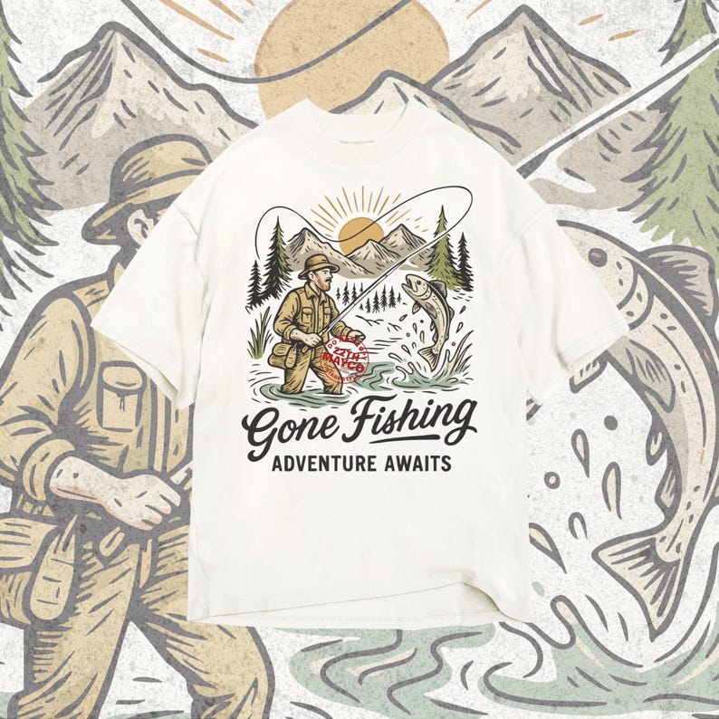 Vintage Gone Fishing PNG, Angler Clipart Digital Download - Etsy