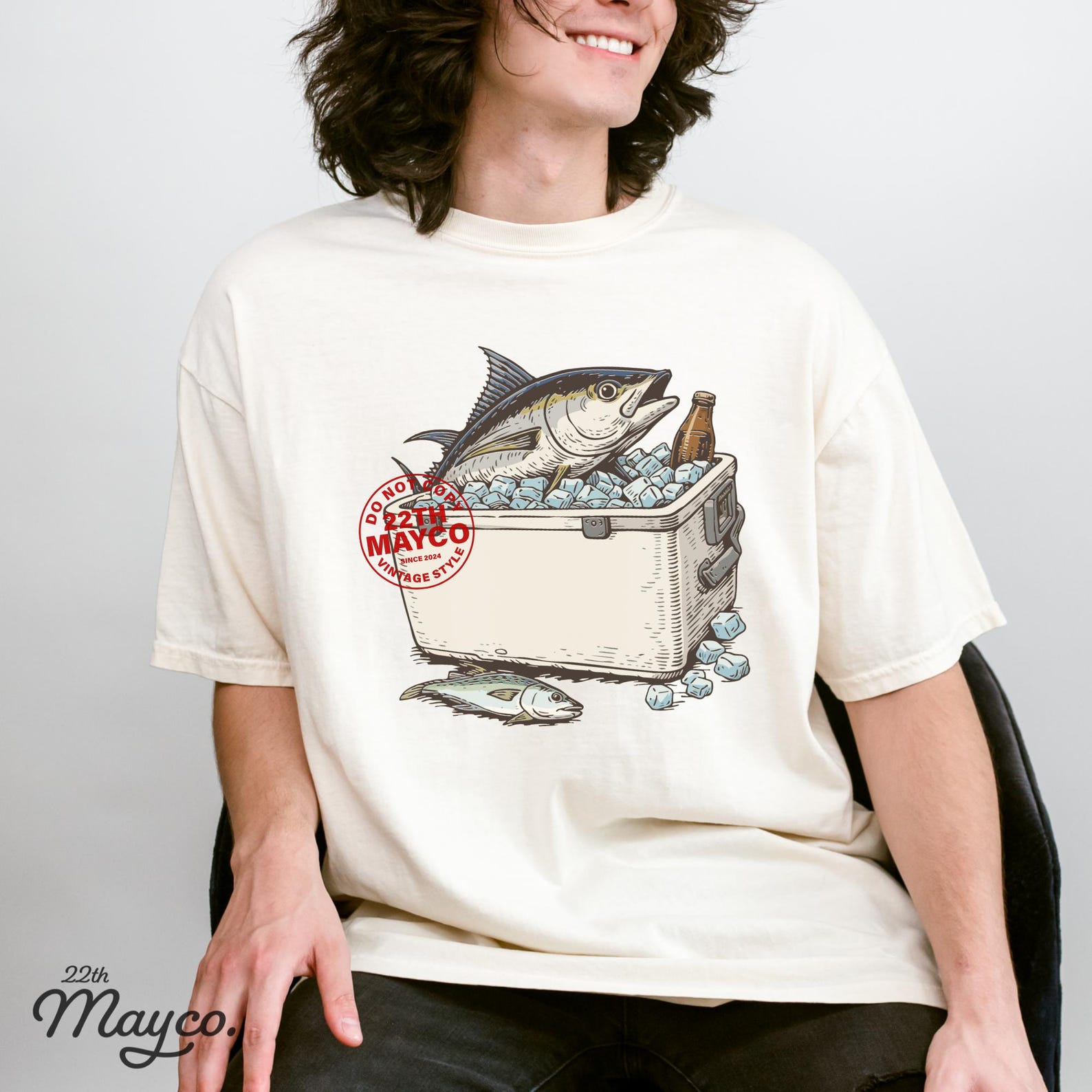 Fishing Cooler PNG, Tuna Fish and Beer Clipart, Retro Ice Chest ...