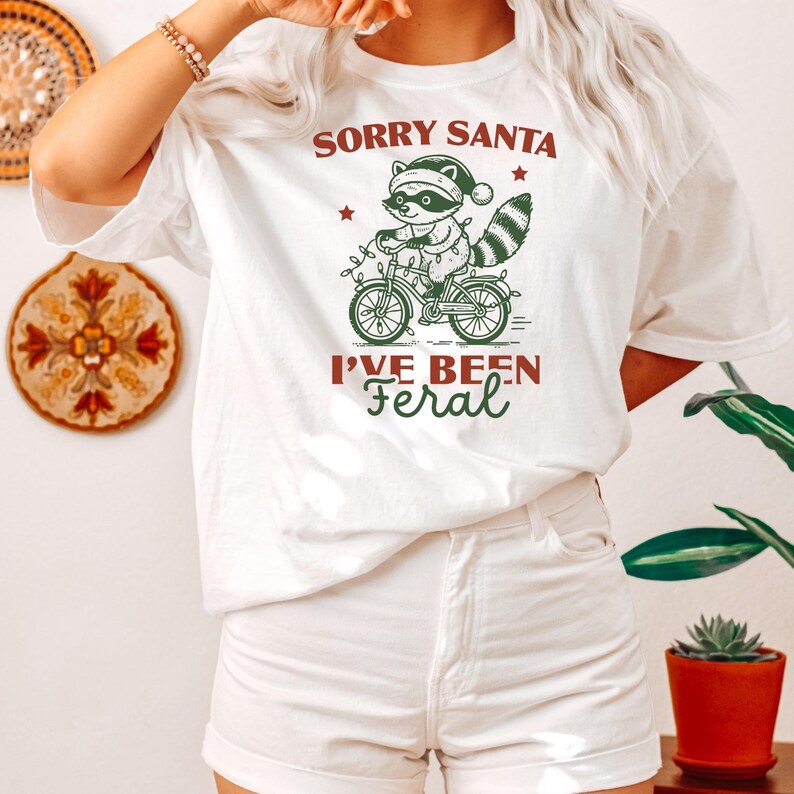 Sorry Santa I've Been Feral SVG PNG Shirt, Christmas Raccoon, Retro ...