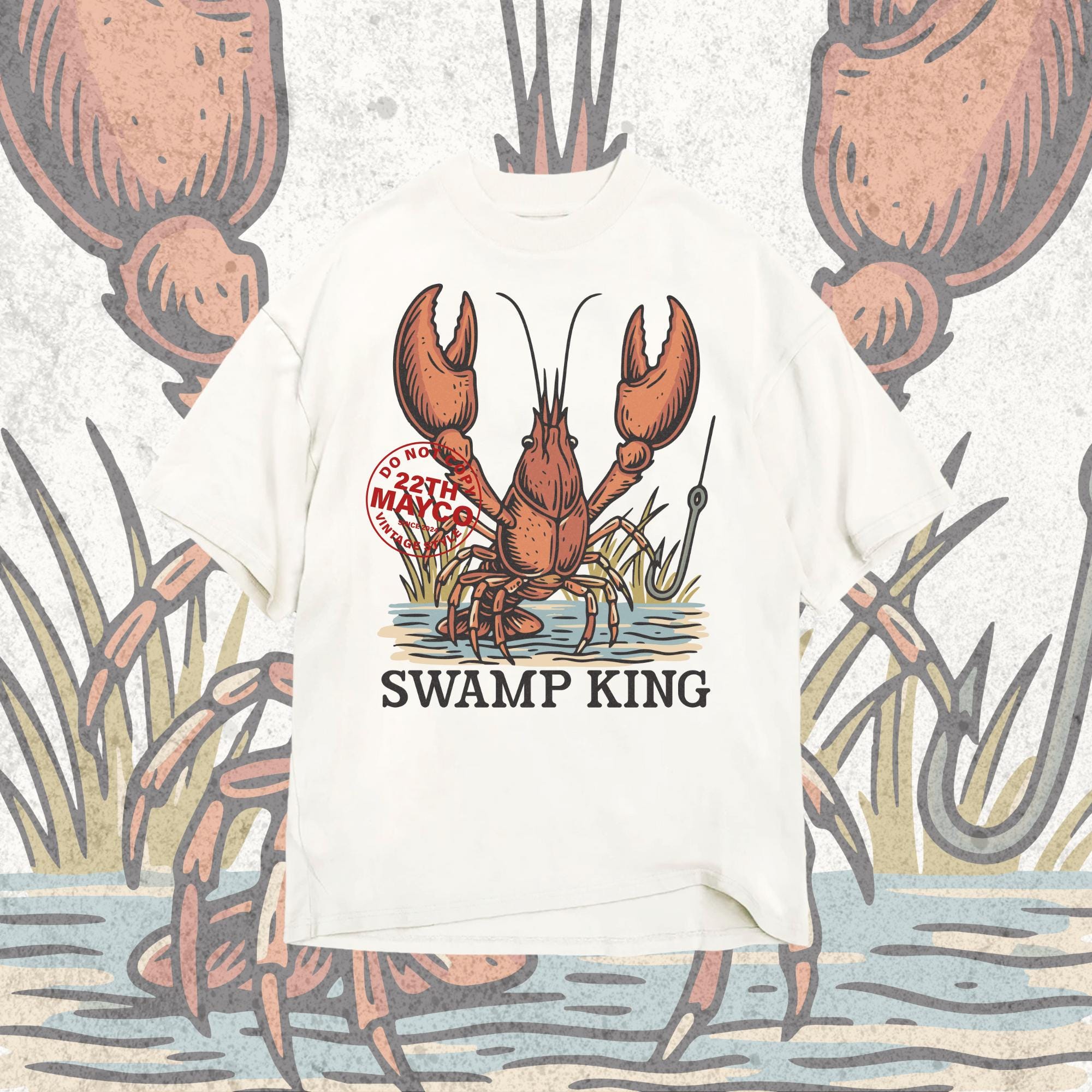 Swamp King Png, Crawfish Png, Retro Cajun Clipart, Crawfish Boil ...