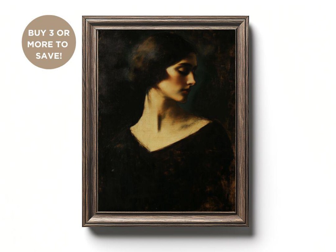 Vintage Woman Portrait, Chiaroscuro Oil Painting Style (digital ...