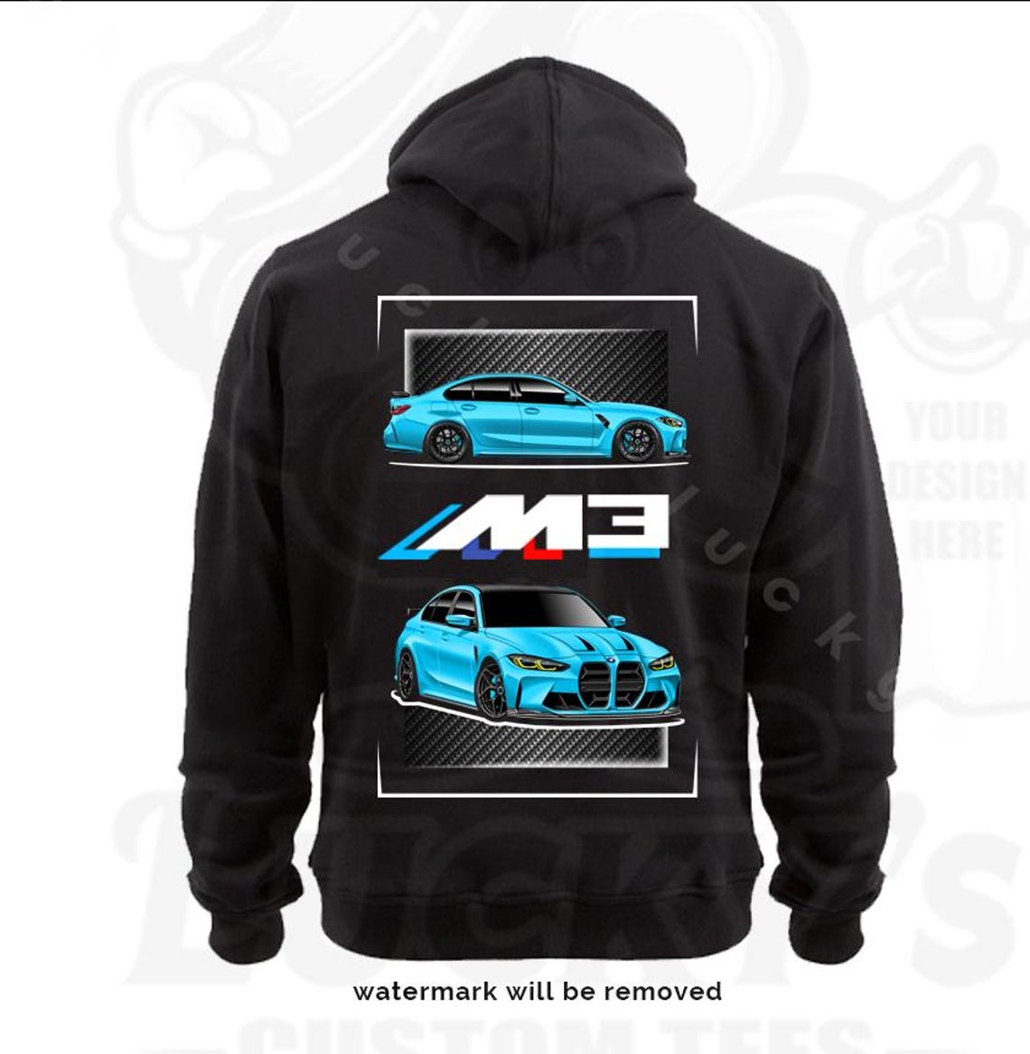 BMW M3 M4 G80 G82 Sweatshirt Hoodie in Borusan Turkish Blue Miami Blue ...