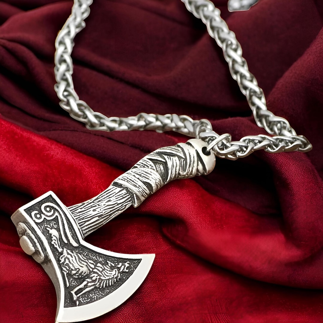 Viking Axe Pendant Necklace - Gothic Norse Jewelry for Men & Women ...