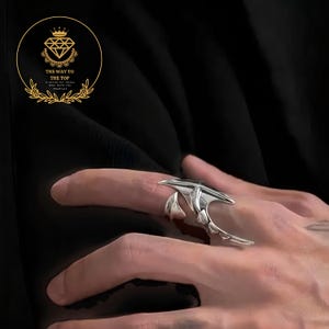 Resizable Silver Cyberpunk Armor Ring | Punk Claw Statement Ring ...