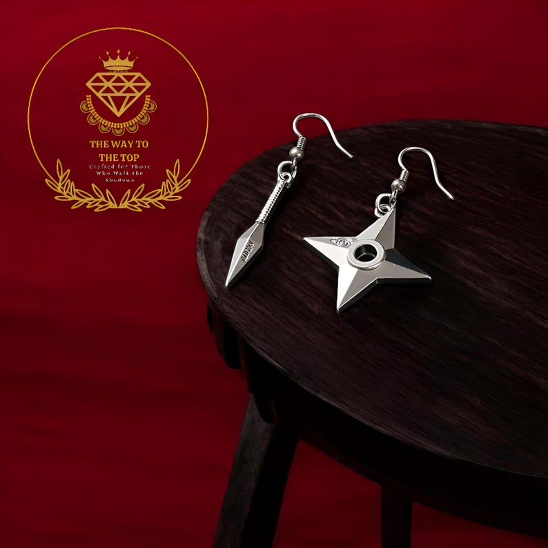 Black Kunai Dart Drop Earrings Shuriken Ninja Weapon Inspired by Naruto ...