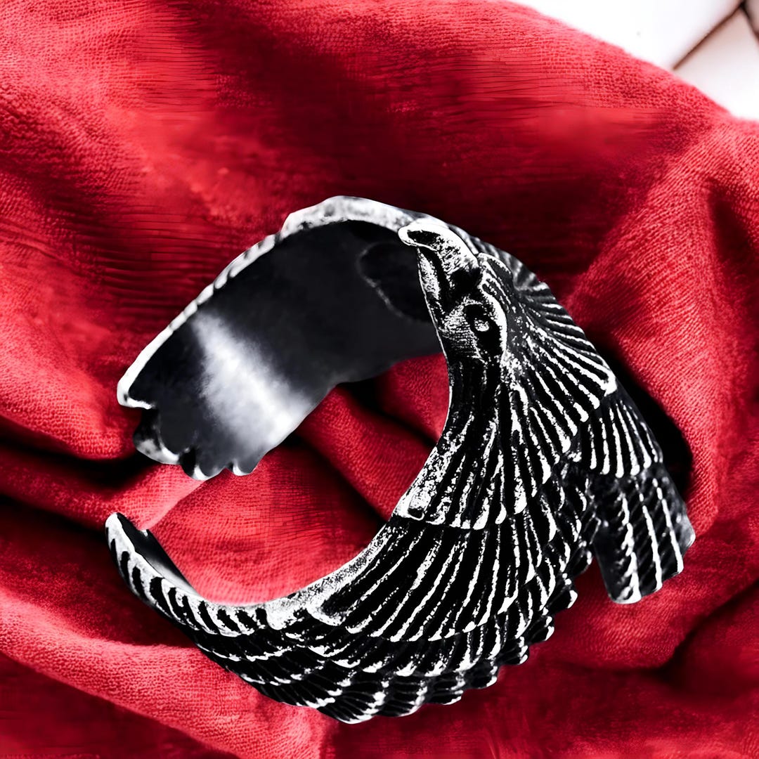 Viking Raven Ring, Odin's Ravens Hugin and Munin Black Steel Ring ...