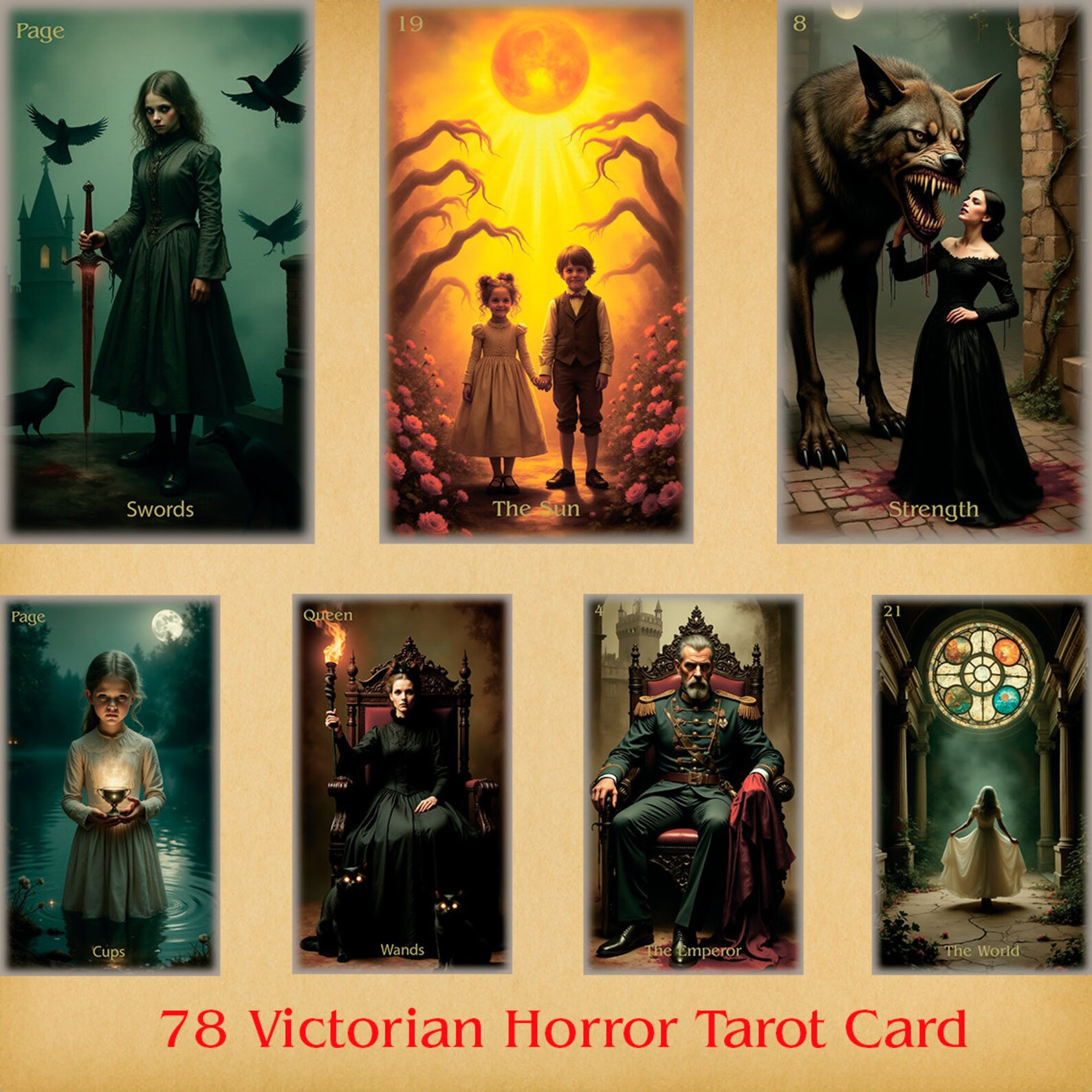 Printable Victorian Horror Tarot Cards – 78 Card Deck, Digital Download ...