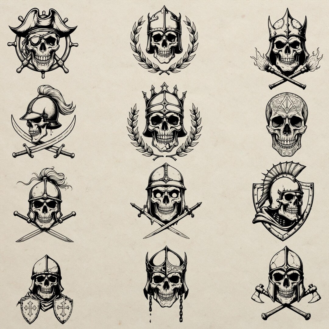 Skull Emblems SVG Collection – 36 Linear Skull Designs for Creative ...