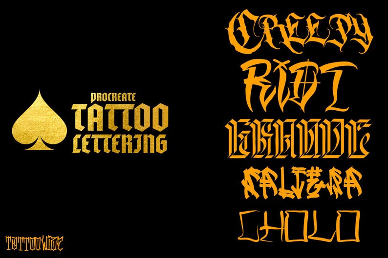 Procreate, Tattoo Fonts Vol.1 - Hand Drawn Tattoo Fonts for Procreate ...